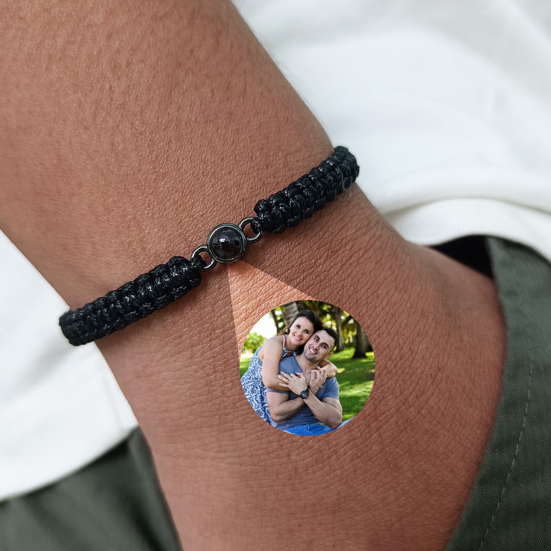 Custom Photo Projection Bracelet • Picture Bracelet • Braided Rope Bead ...