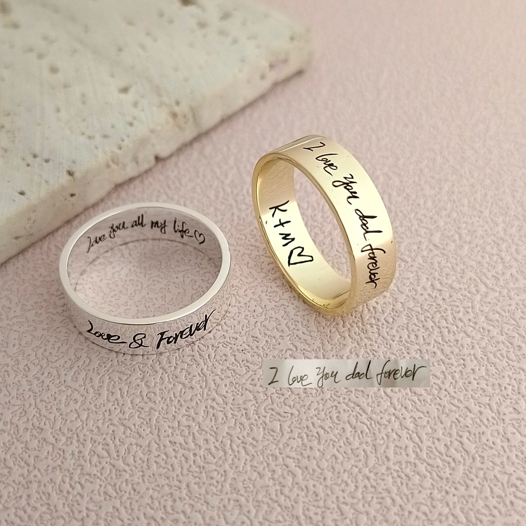 Personalized Engraved Handwriting Ring • Memorial Handwriting Ring ...