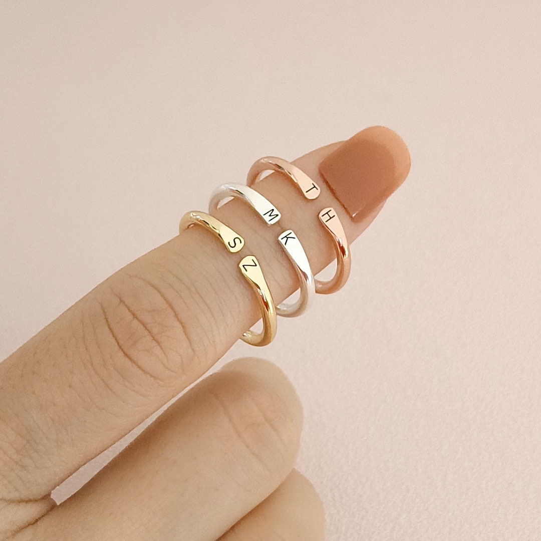 Dainty Initial Ring • Skinny Letter Ring • Custom Initial Ring • Stacking Ring • Gift for Her - Etsy
