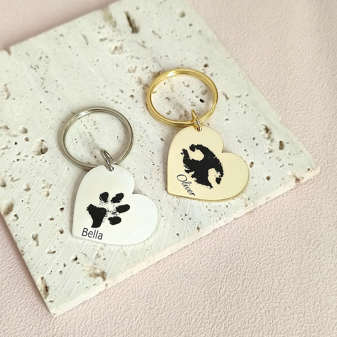 Custom Paw Print Keychains • Actual Paw Keyring • Nose Print Keychains ...
