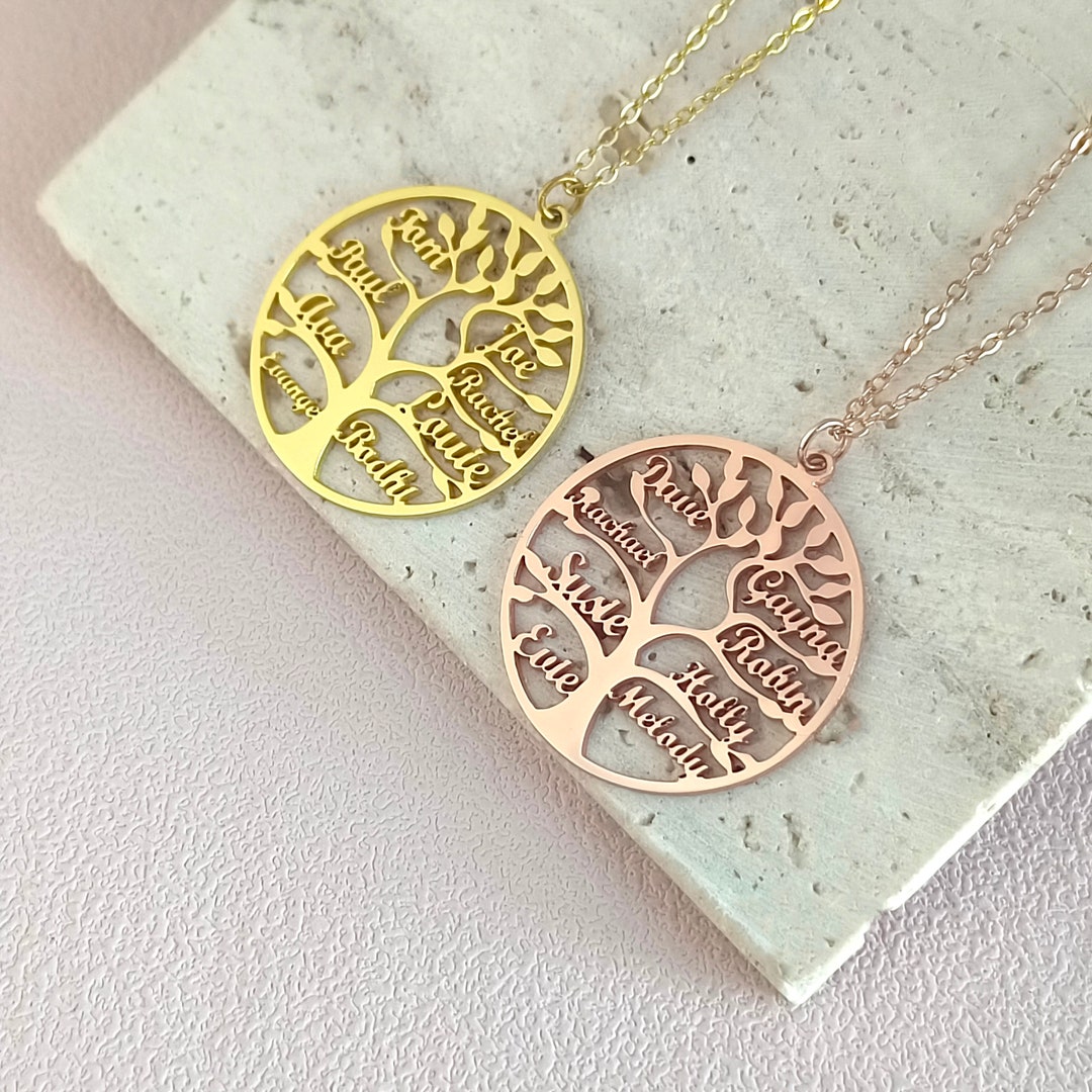 Custom Family Tree Necklace • Name Necklace • Child Name Engraved ...