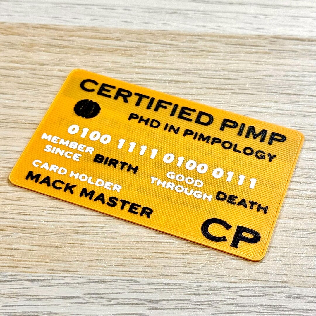 Certified Pimp Identification Card (3 Pack) With Textured Text W ...