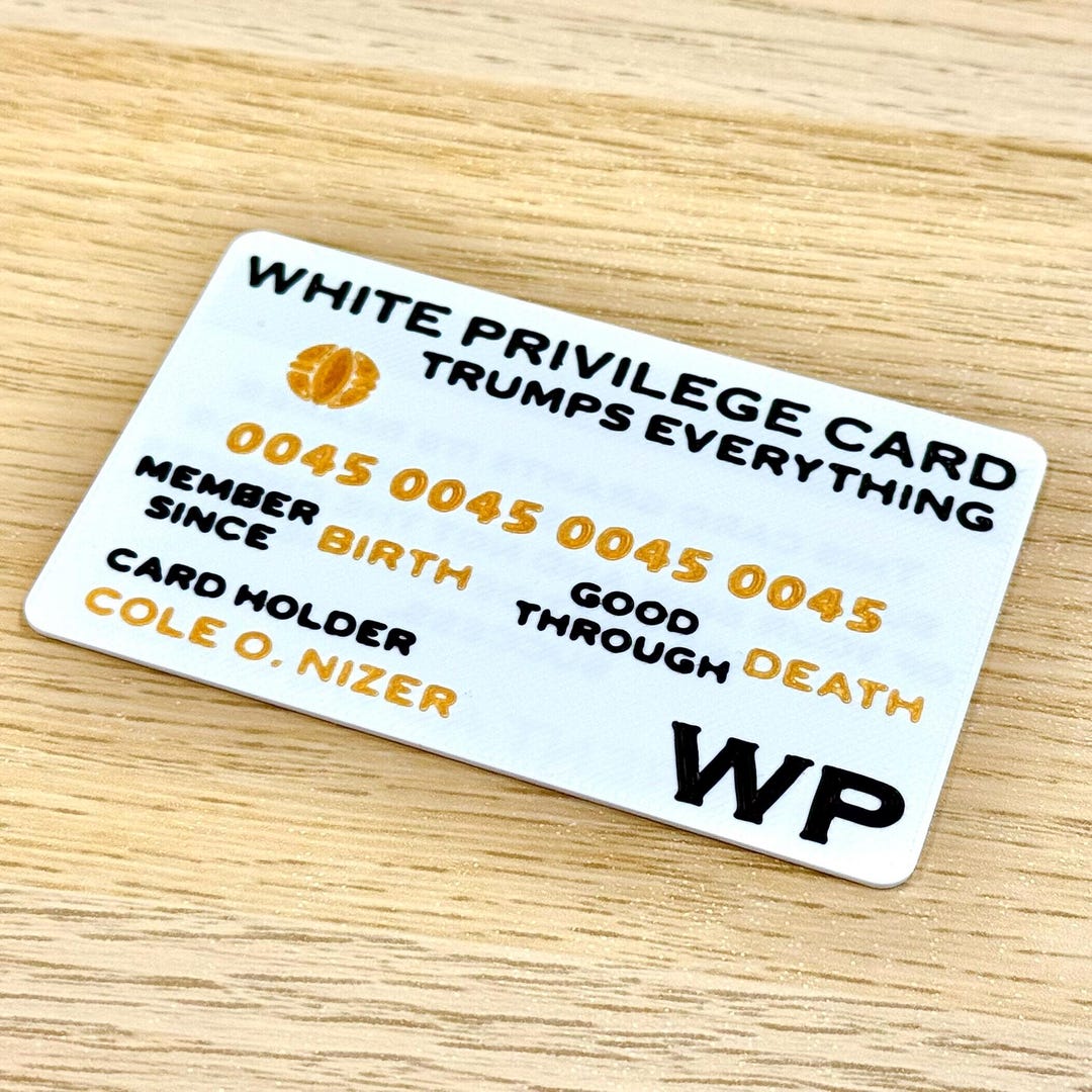 White Privilege Identification Card (3 Pack) With Textured Text W ...