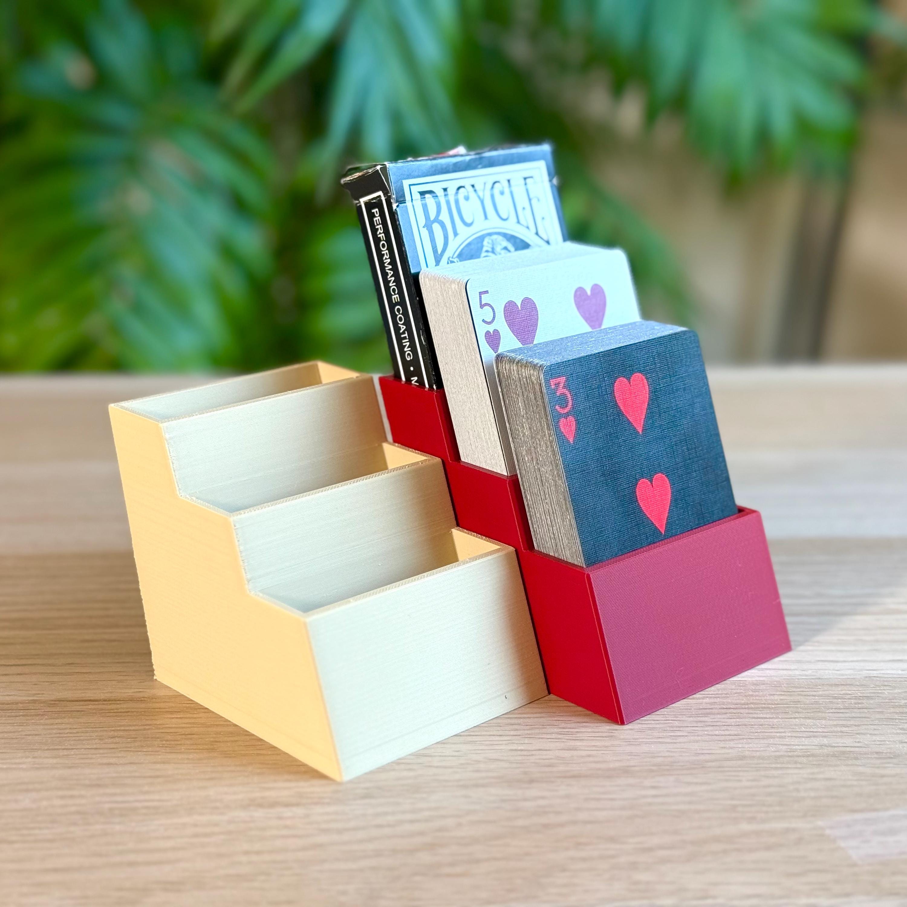 Playing Card Holder for 3 Decks – Tiered Display Stand for Poker, Magic ...