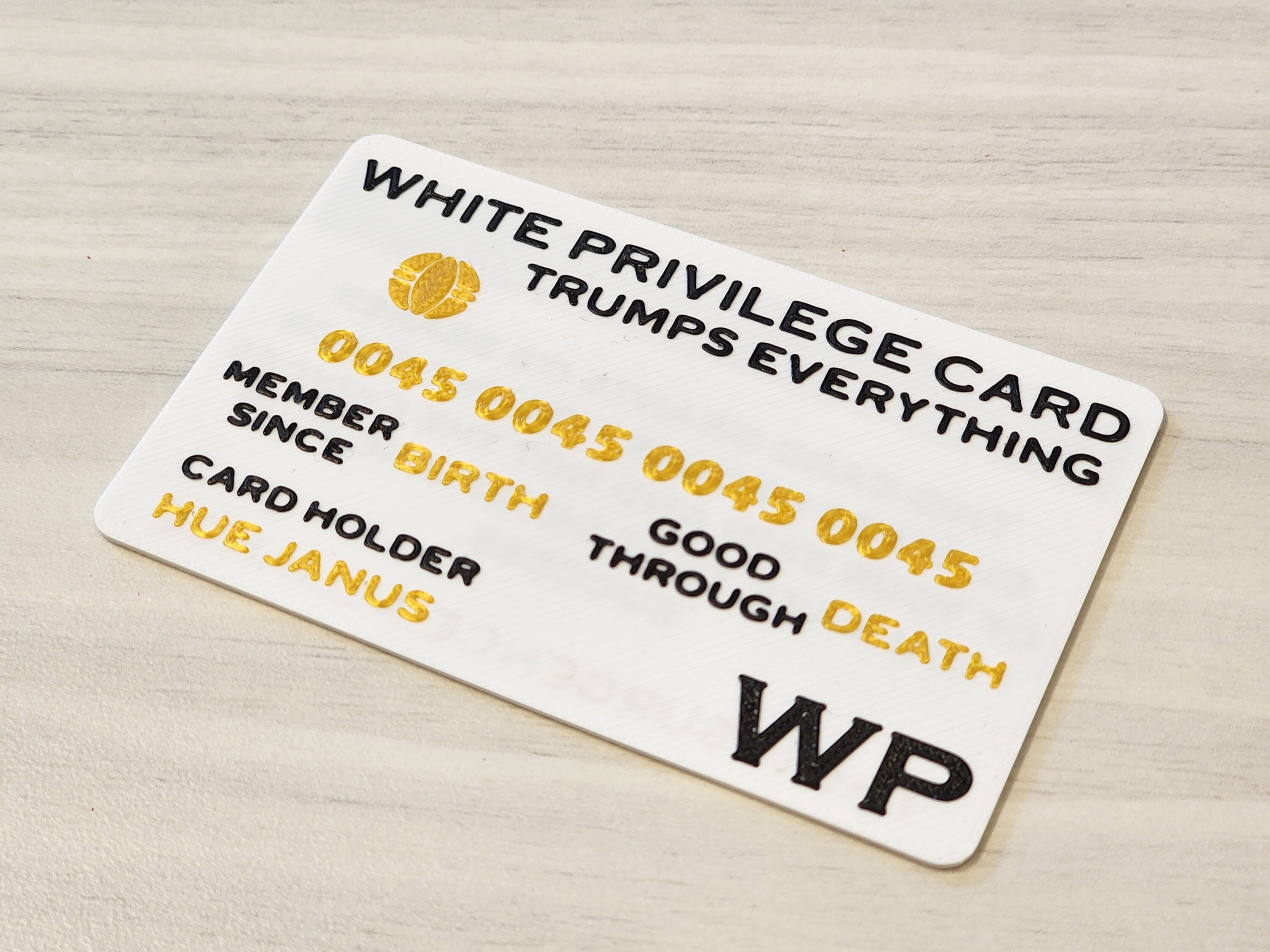 White Privilege Identification Card 3 Pack With Textured Text W ...
