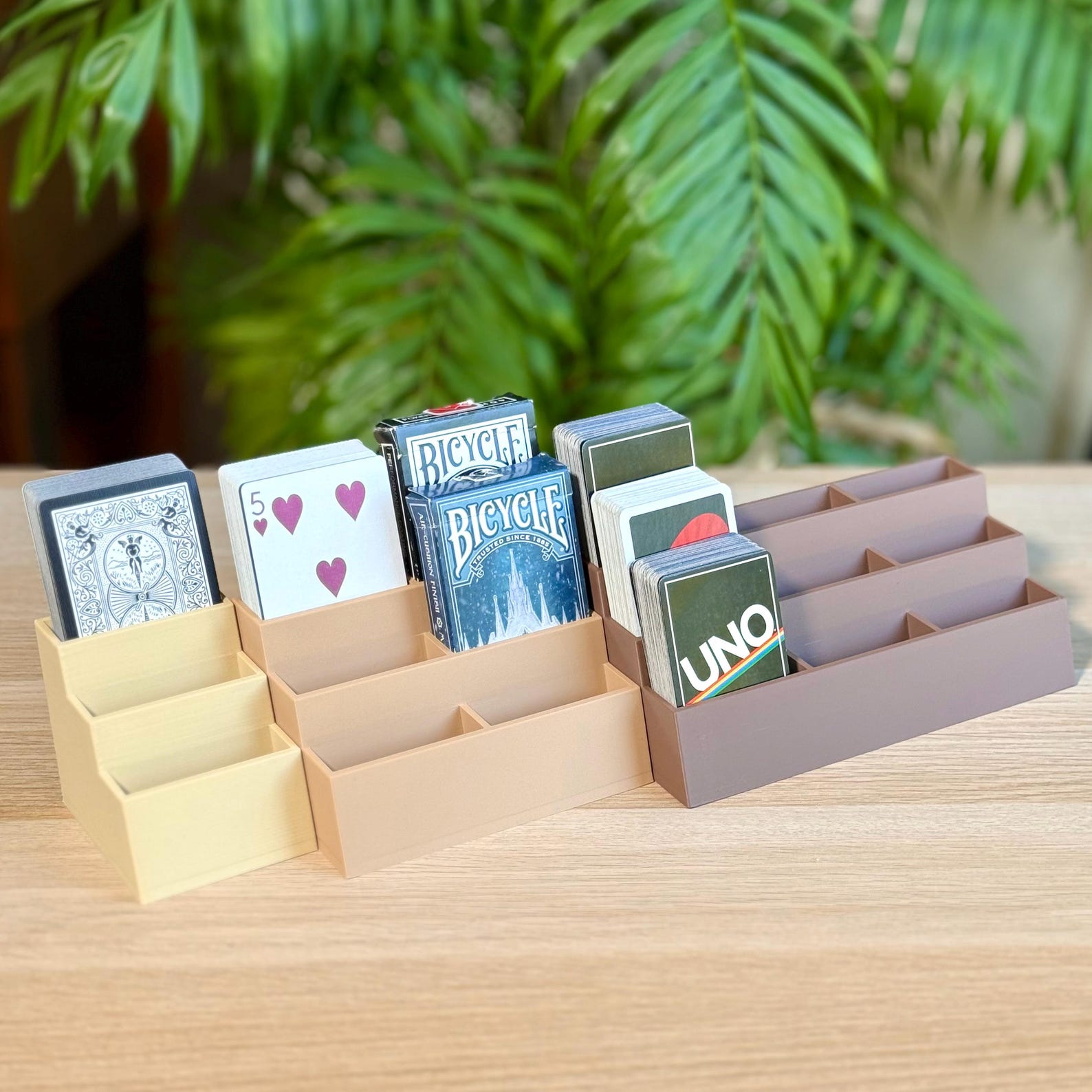 Playing Card Holder for 3 Decks – Tiered Display Stand for Poker, Magic ...