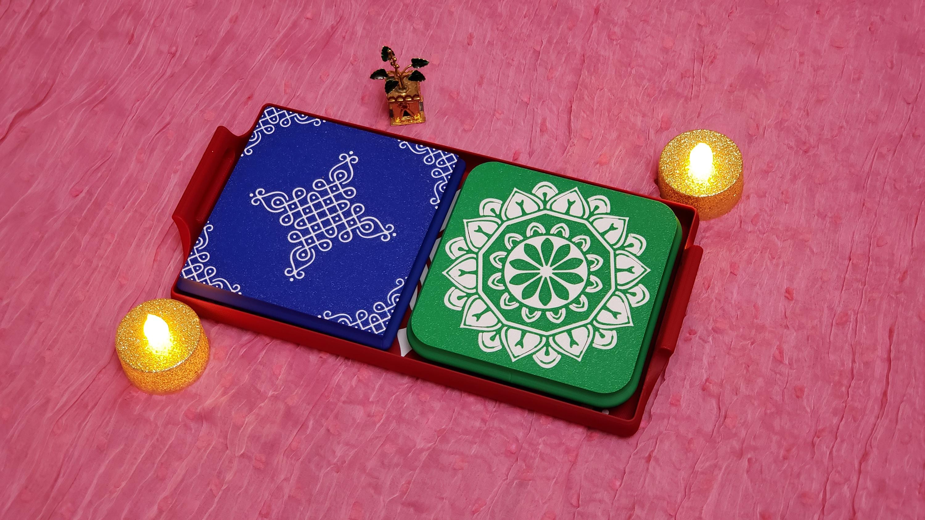 Square Stool for Pooja With Rangoli Designs | Manai/peeta/coaster ...