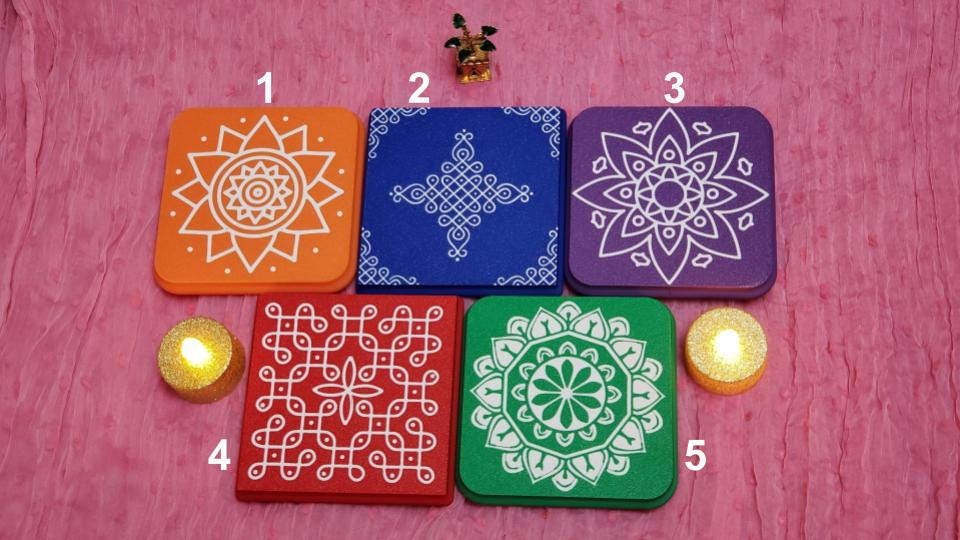 Square Stool for Pooja With Rangoli Designs | Manai/peeta/coaster ...