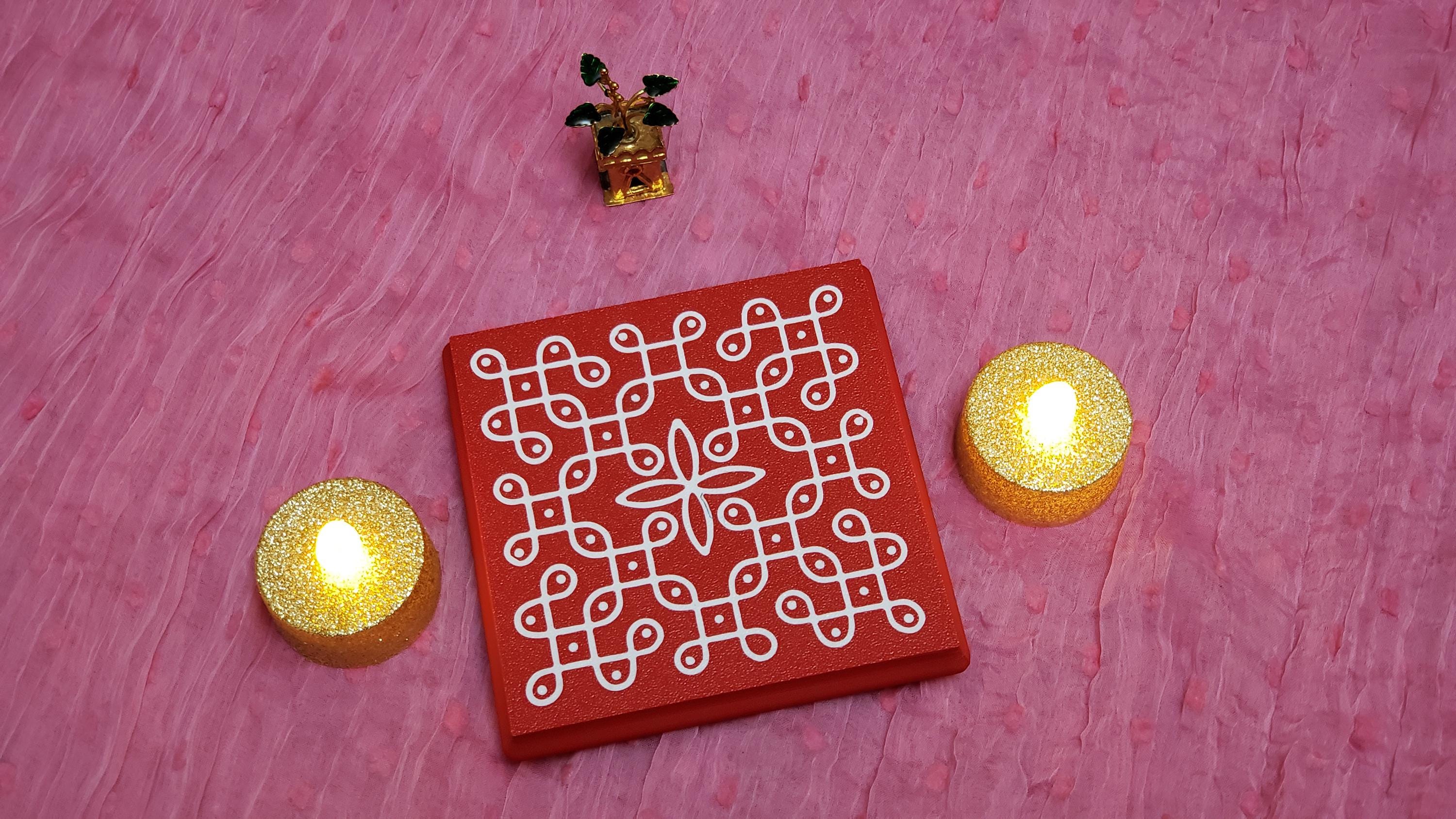 Square Stool for Pooja With Rangoli Designs | Manai/peeta/coaster ...