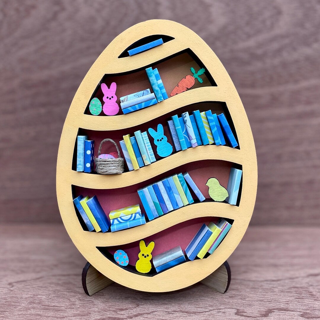 Easter Egg Mini Bookshelf Filled With Miniature Books and Trinkets ...
