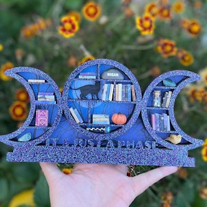 Moon Phase Mini Bookshelf Filled With Miniature Books and Trinkets - Etsy