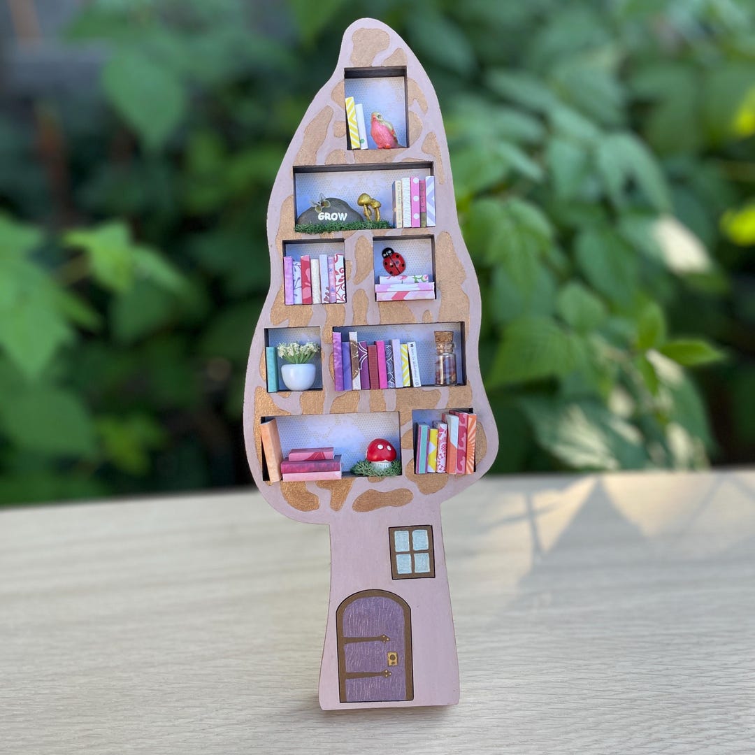 Morel Mushroom Mini Bookshelf Filled With Miniature Books and Trinkets ...