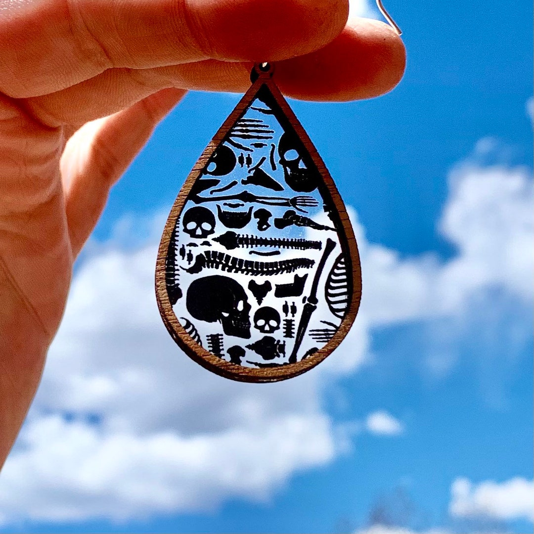 Human Skeleton Inspired Earrings, Halloween Earrings, Scattered Bones ...