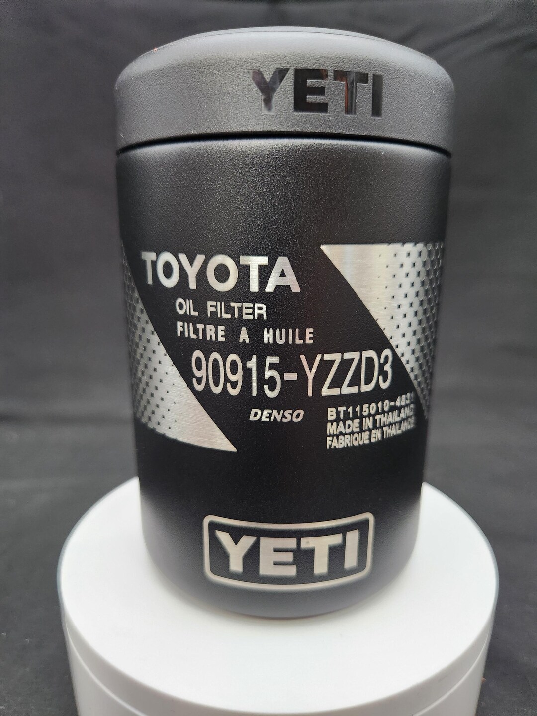 Yeti 12oz Can Cooler Toyota Oil Filter 90915-YZZD3 , Laser Engraved ...