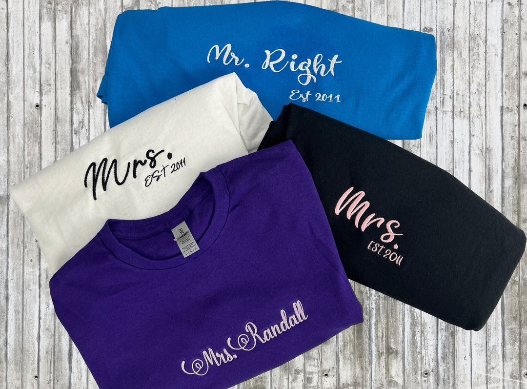 Custom Embroidered T-shirts personalized, Weddings, Gifts, Matching ...