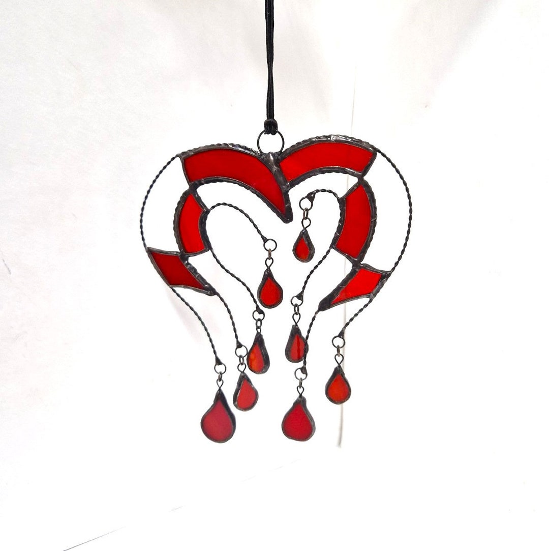 Broken Heart Stained Glass Suncatcher Window Hangings Home Decor - Etsy
