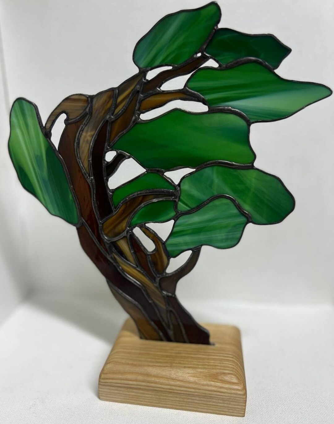 Tree of Life Stained Glass Suncatcher in Wooden Stand Sculpture - Etsy
