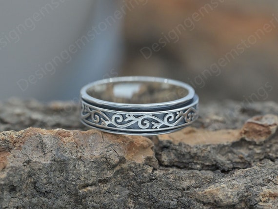 Vintage Embossed Vine Pattern Ring 925 Sterling Silver - Etsy