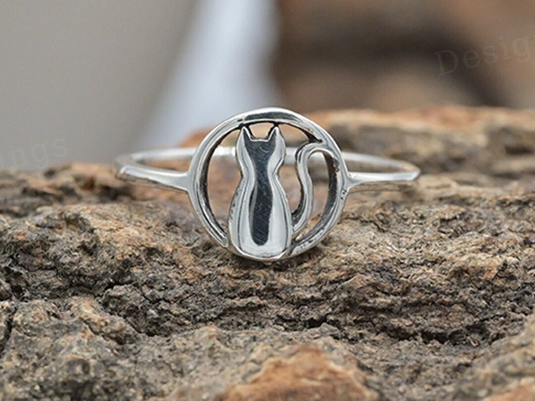925 Sterling Silver Cat Rings Women Silver Ring Kitty Rings for Women ...