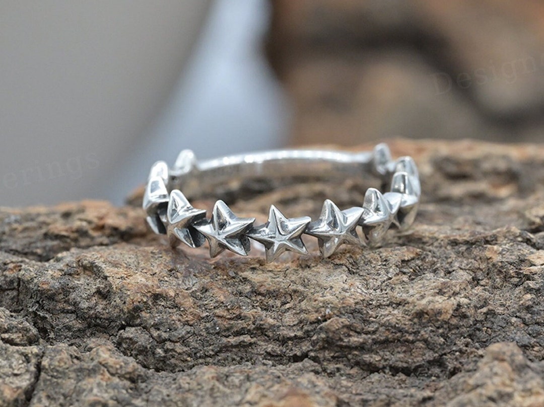 Stackable Wedding Finger Stars Ring Genuine Star 925 Sterling Silver ...
