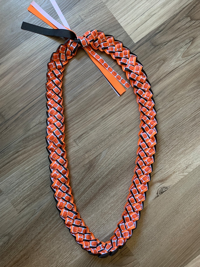 Basketball Ribbon Lei - You Pick Color! Graduation Lei Senior Night ...