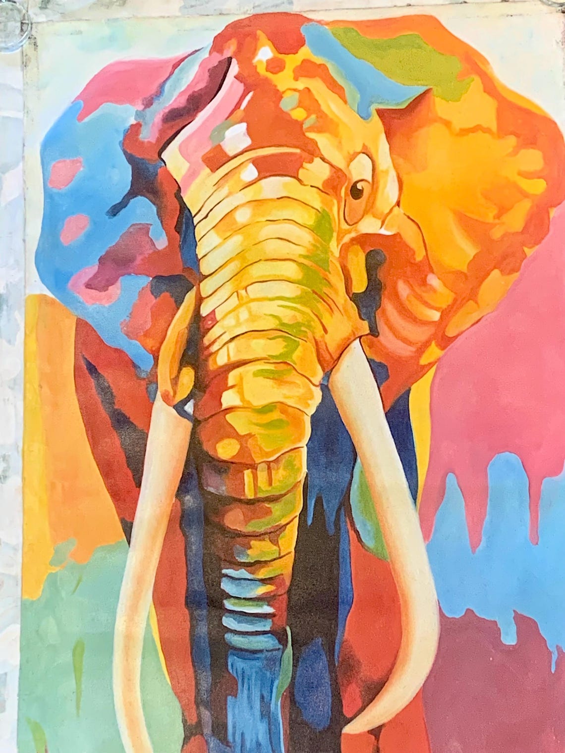 Original Oil Painting Large African Elephant. Artist Alphonso Dweh of ...