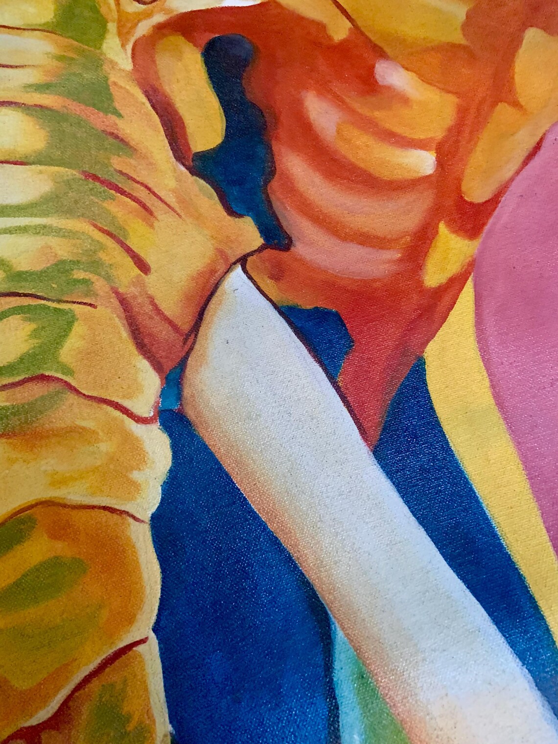 Original Oil Painting Large African Elephant. Artist Alphonso Dweh of ...