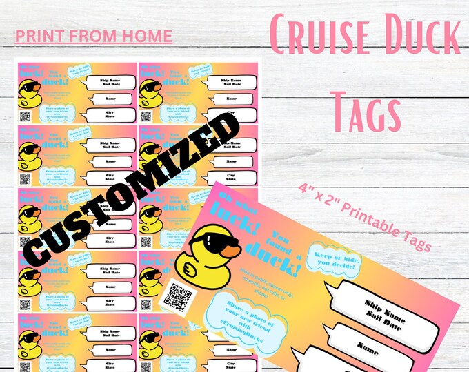 Customizable, Cruising Ducks Tags, Print From Home, Digital Download ...