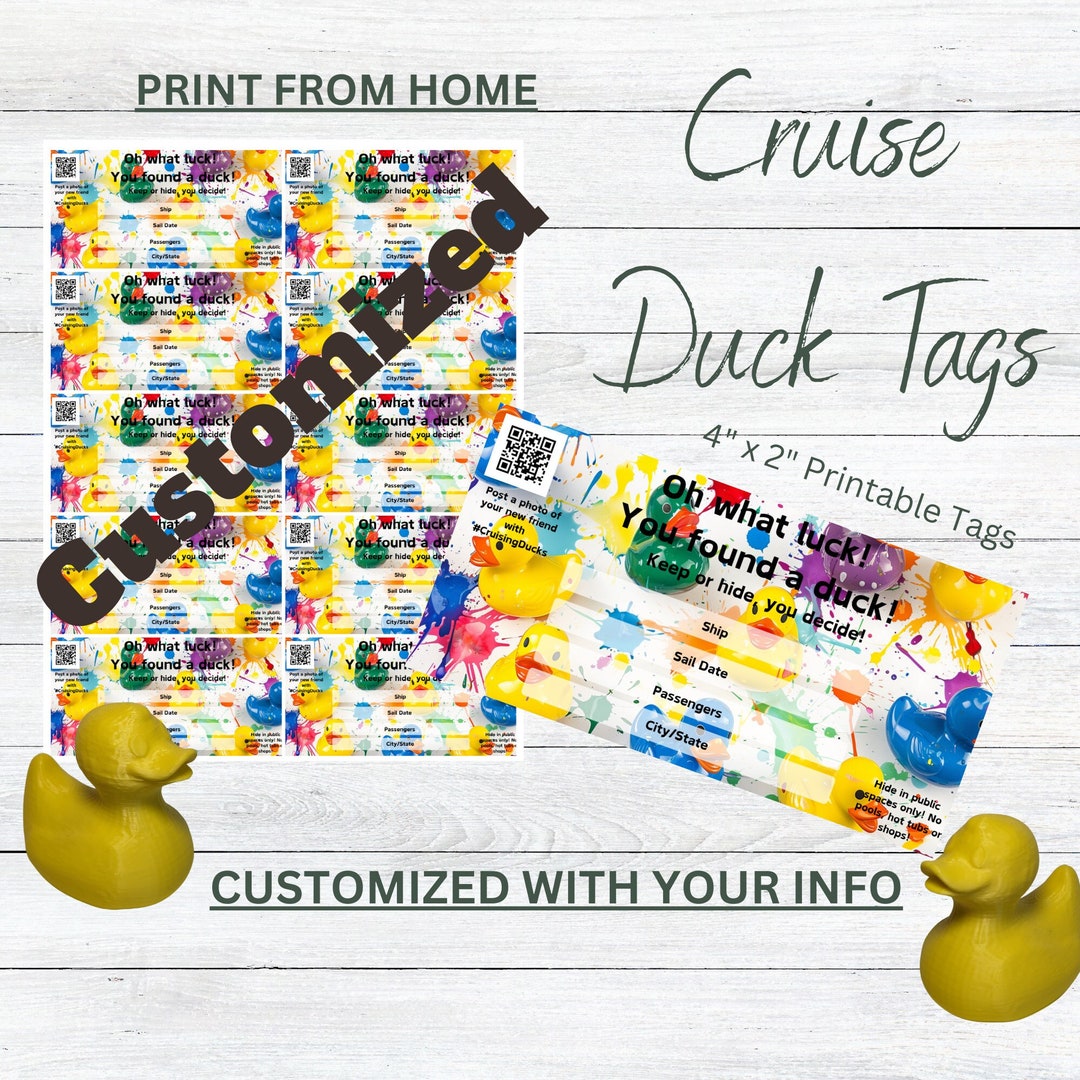 Customizable, Duck Cruising Ducks Tags, Print From Home, Digital ...
