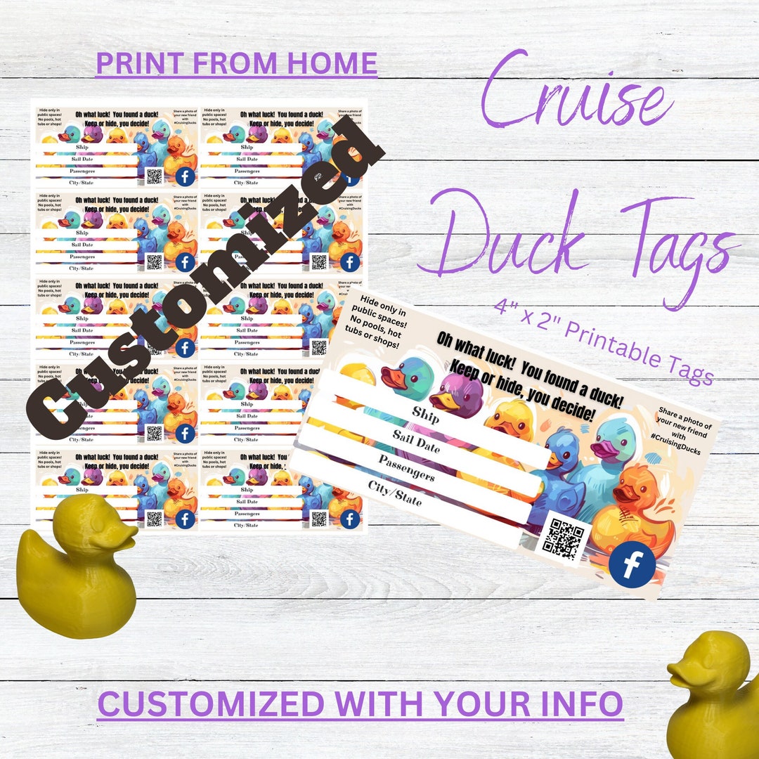 Customizable, Duck Cruising Ducks Tags, Print From Home, Digital ...