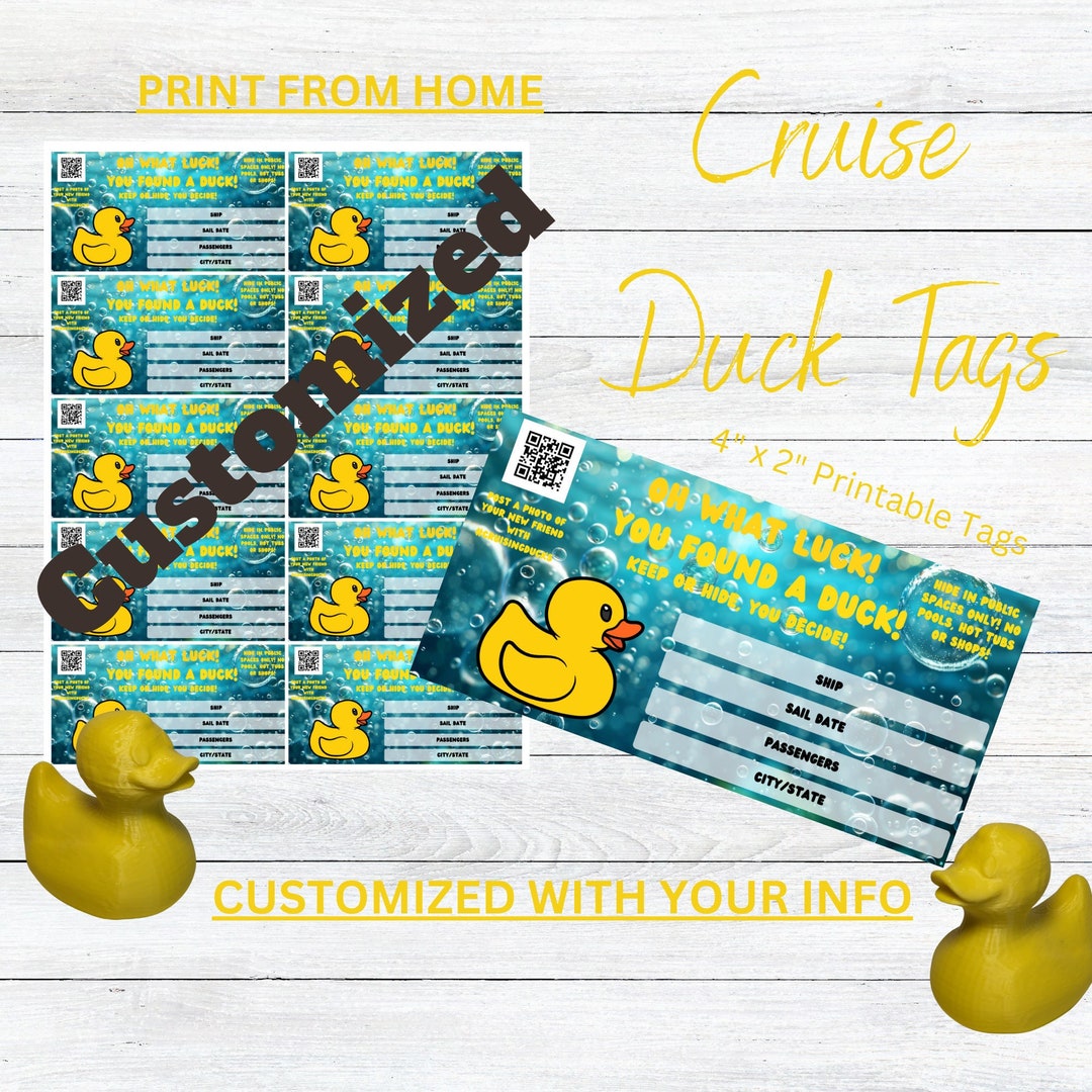 Customizable, Duck Cruising Ducks Tags, Print From Home, Digital ...