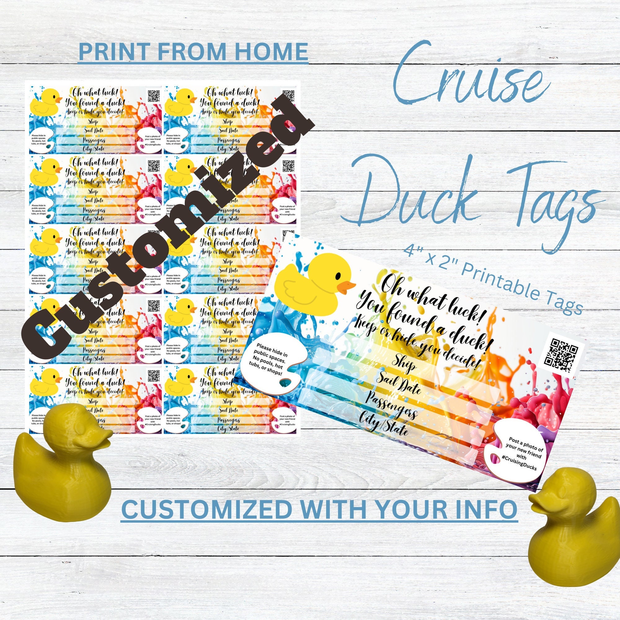 Customizable, Duck Cruising Ducks Tags, Print From Home, Digital ...