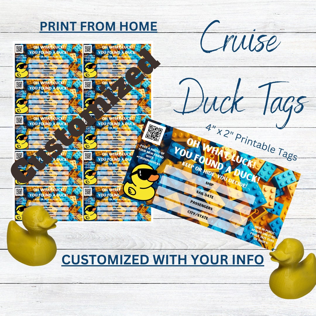 Customizable, Duck Cruising Ducks Tags, Print From Home, Digital ...