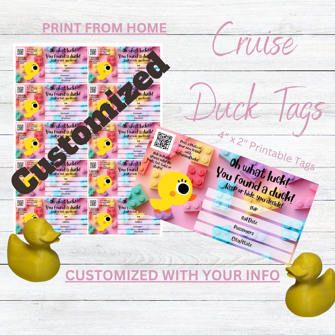 Customizable, Duck Cruising Ducks Tags, Print From Home, Digital ...