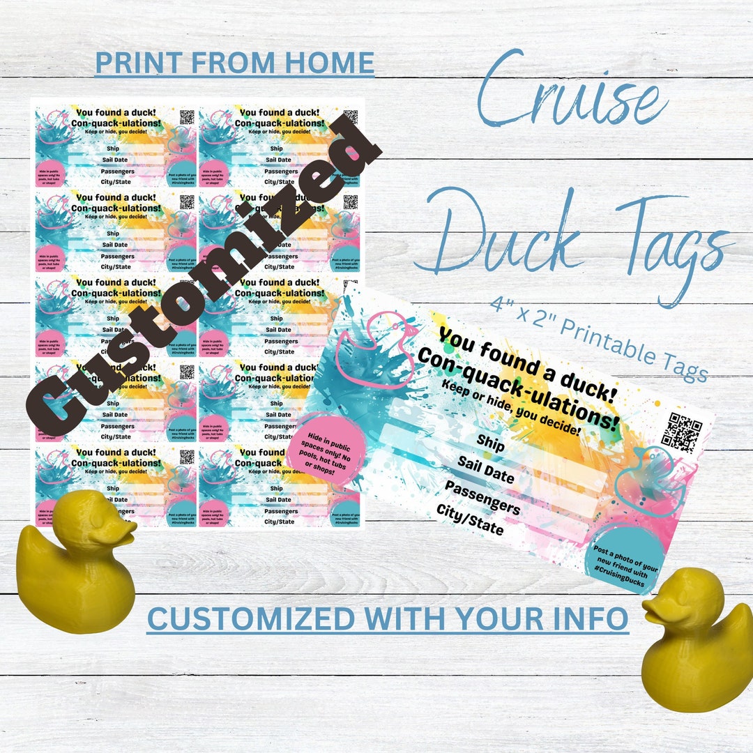 Customizable, Duck Cruising Ducks Tags, Print From Home, Digital ...