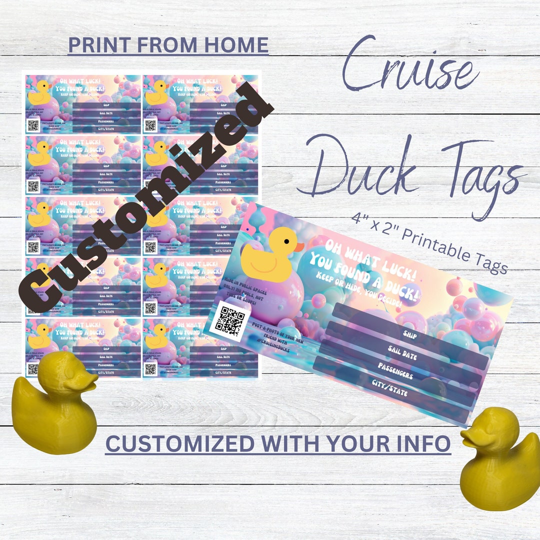 Customizable, Cruising Ducks Tags, Print From Home, Digital Download ...