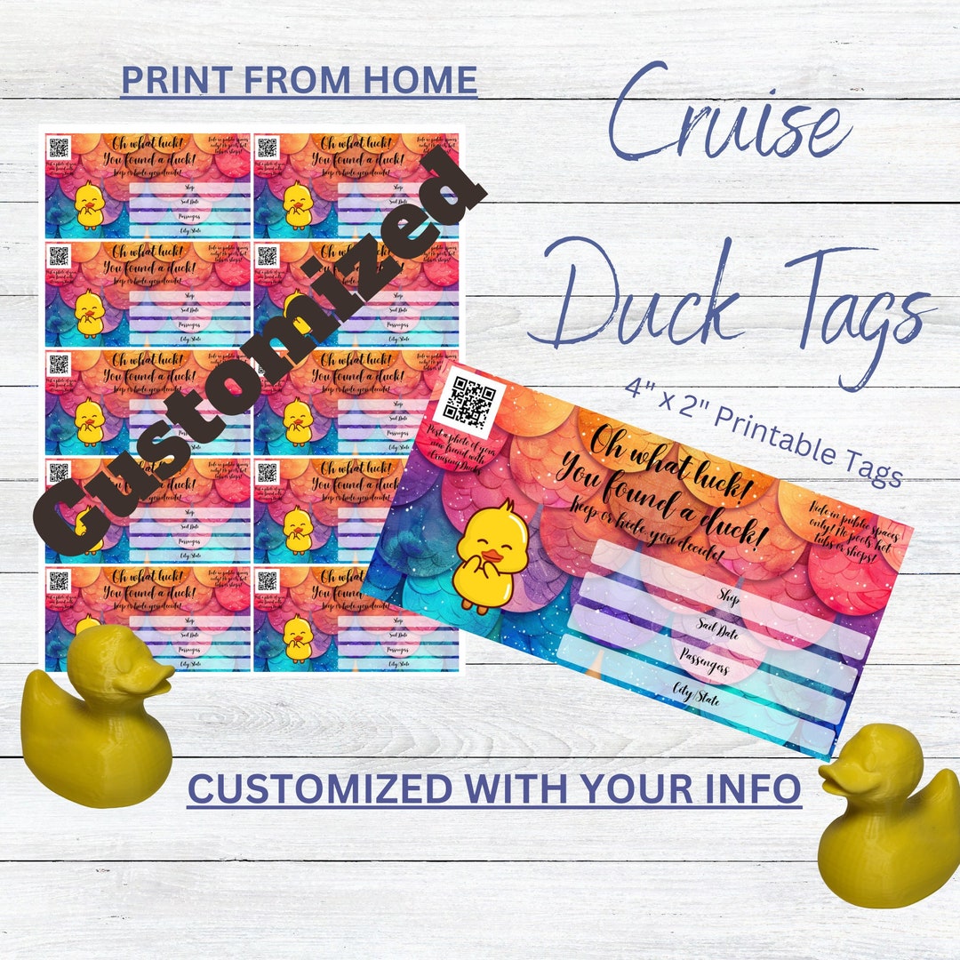 Customizable, Duck Cruising Ducks Tags, Print From Home, Digital ...