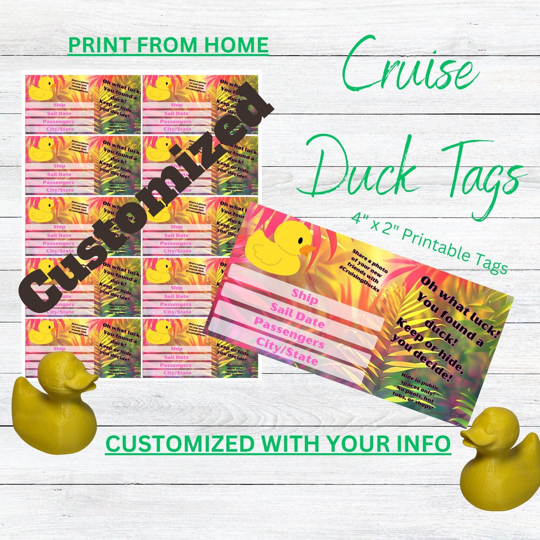 Customizable, Duck Cruising Ducks Tags, Print From Home, Digital ...