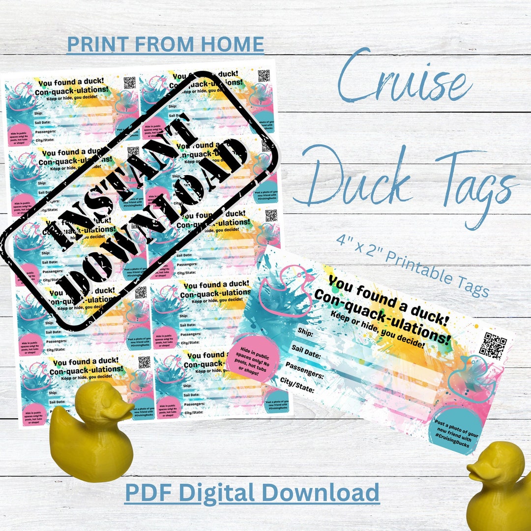 Cruising Ducks Tags, Print From Home, Digital Download, Printable ...
