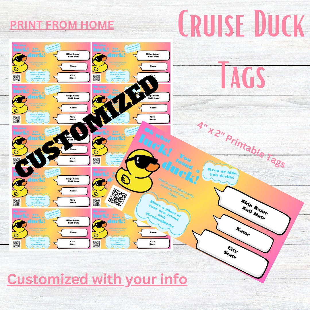 Customizable, Cruising Ducks Tags, Print From Home, Digital Download ...