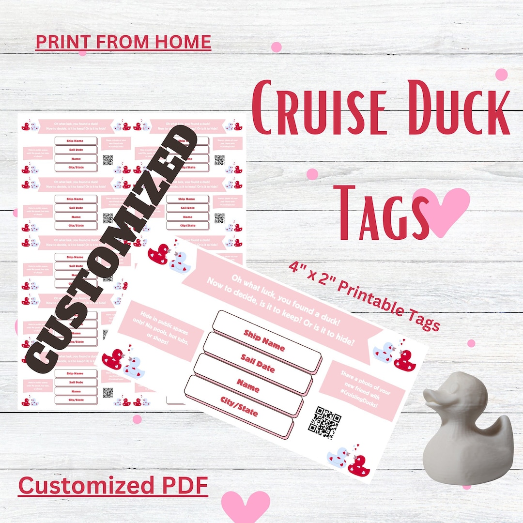 Customizable, Cruising Ducks Tags, Print From Home, Digital Download ...