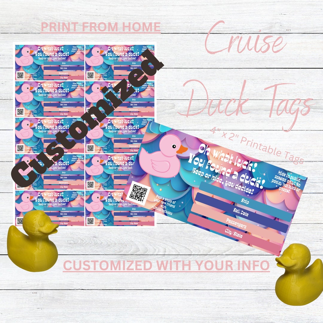 Customizable, Duck Cruising Ducks Tags, Print From Home, Digital ...
