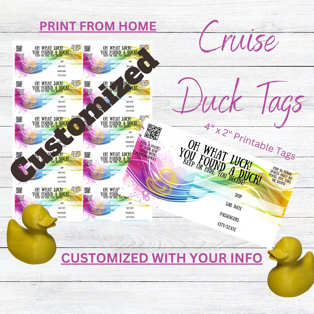 Customizable, Duck Cruising Ducks Tags, Print From Home, Digital ...