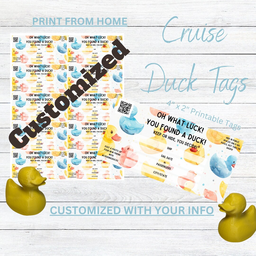 Customizable, Duck Cruising Ducks Tags, Print From Home, Digital ...