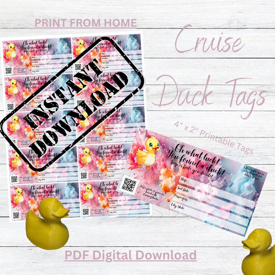 Cruising Ducks Tags, Print From Home, Digital Download, Printable ...