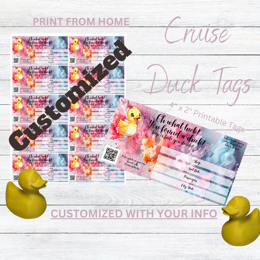 Customizable, Cruising Ducks Tags, Print From Home, Digital Download ...
