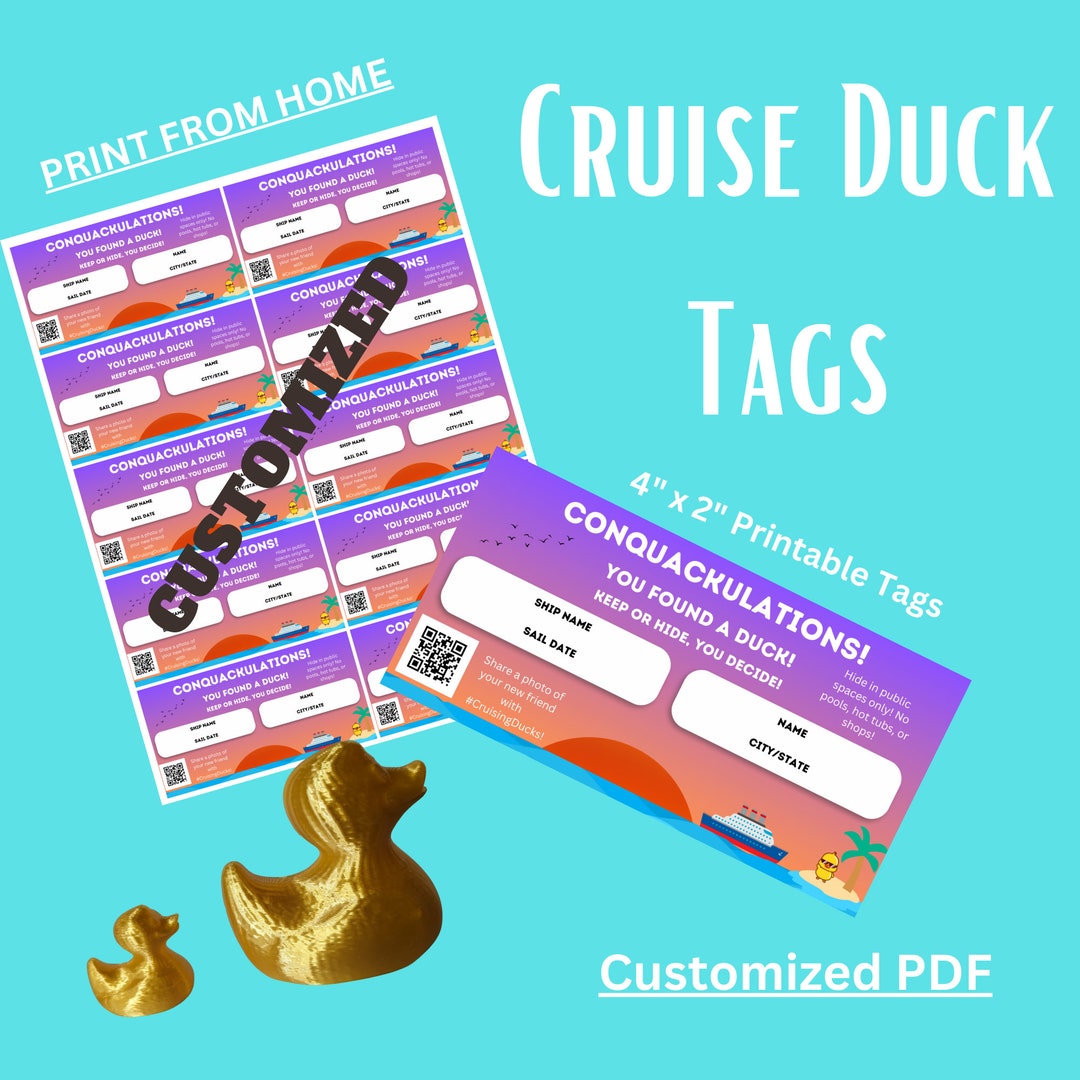 Customizable, Cruising Ducks Tags, Print From Home, Digital Download ...