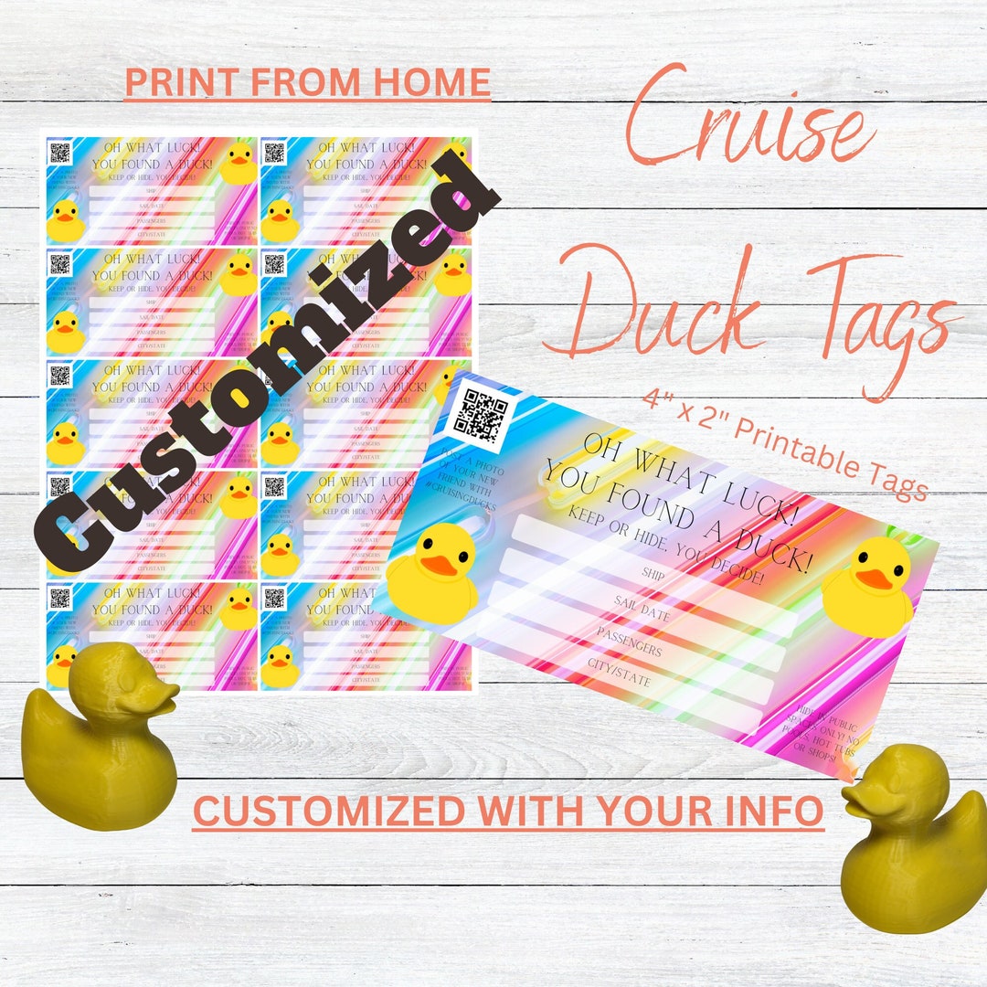 Customizable, Duck Cruising Ducks Tags, Print From Home, Digital ...