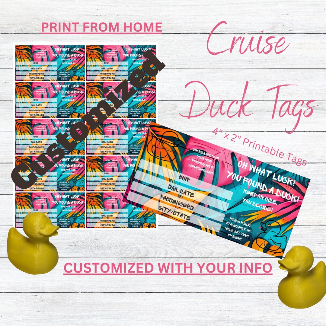 Customizable, Duck Cruising Ducks Tags, Print From Home, Digital ...