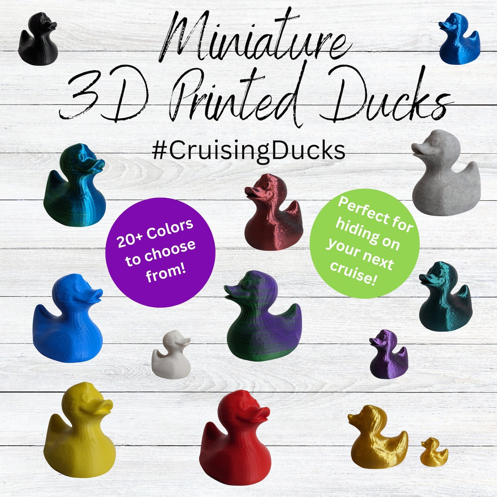 Miniature 3D Printed Ducks, Cruising Ducks, Toy Ducks, Rubber Ducks ...